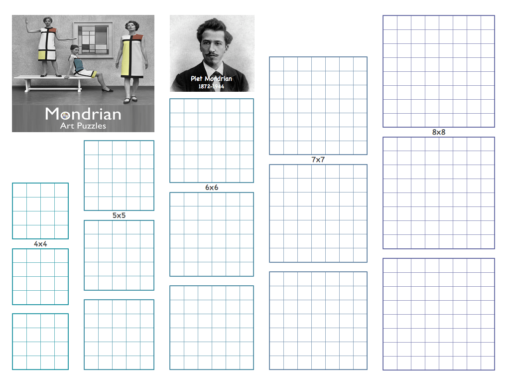 Mondrian Art Puzzles (multiplication, algebra) | MathPickle