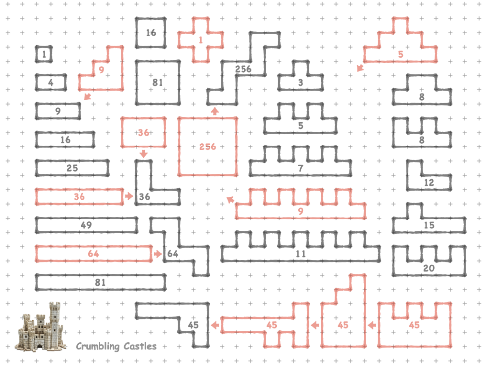 Crumbling Castles (shape, inductive problem solving) | MathPickle